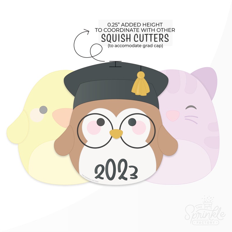 Graduation Owl Squish Cookie Cutter Set .STL Files 16 .PNG - Etsy
