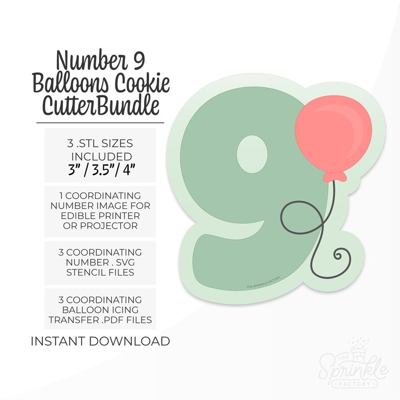 Number 9 Balloons STL Cookie Cutter AND Bonus Stencils Eddie - Etsy