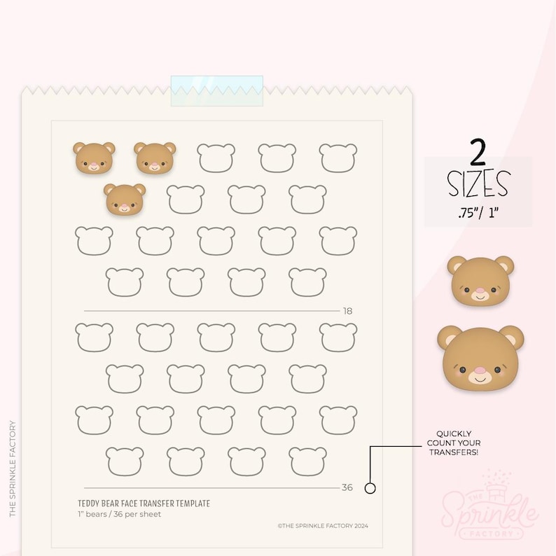 Teddy Bear Face Icing Transfer Sheet Printable .PDF - Etsy Australia