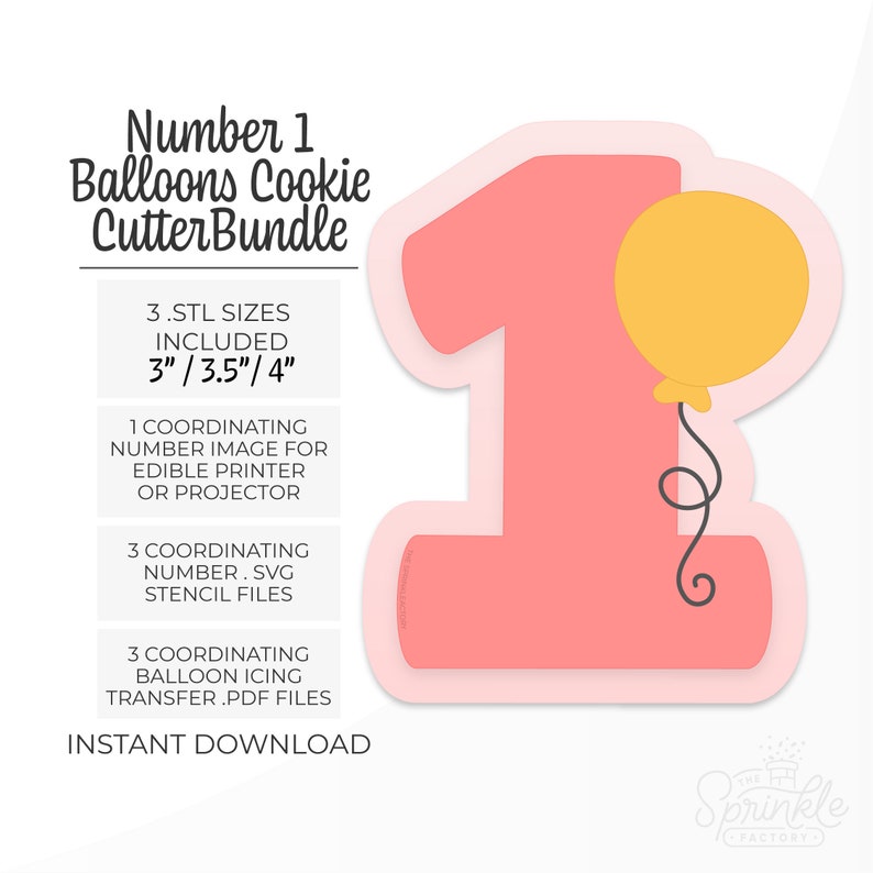 Number 1 Balloons STL Cookie Cutter AND Bonus Stencils Eddie - Etsy