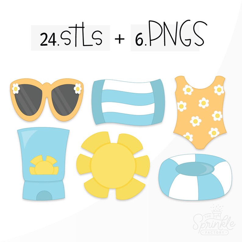 Poolside Vibes Cookie Cutter Collection 24 .STL Files + 6 .PNG Eddie ...