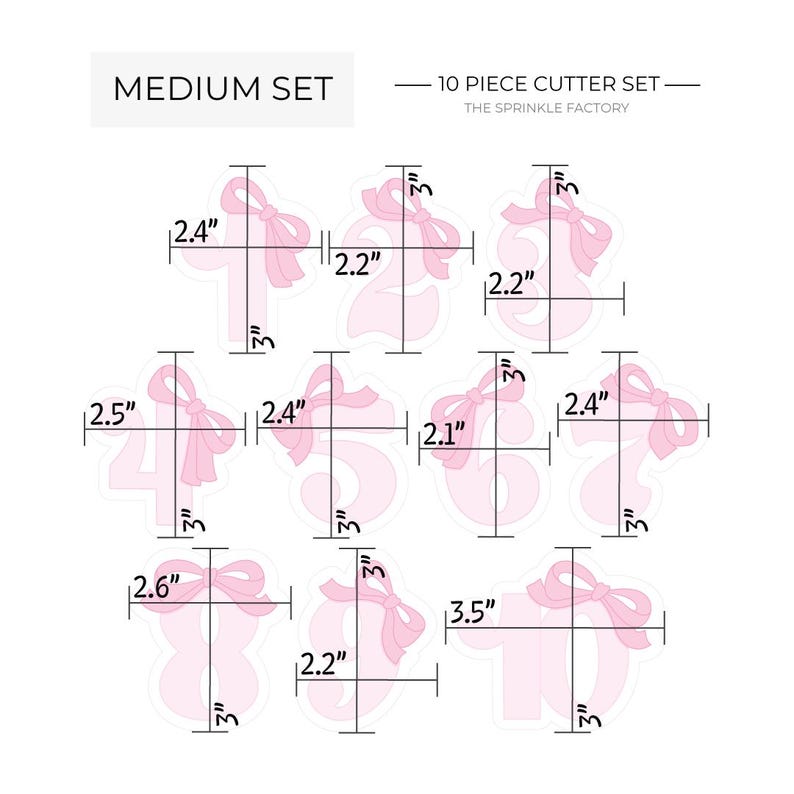 Number 1-10 Coquette Cookie Cutter Collection 40 .STL Files + 10 PNG ...