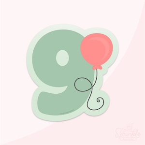 Number 9 Balloons STL Cookie Cutter AND Bonus Stencils, Eddie Outlines ...