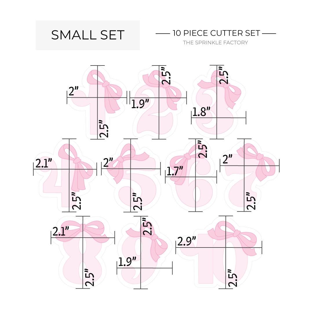 Number 1-10 Coquette Cookie Cutter Collection 40 .STL Files + 10 PNG ...
