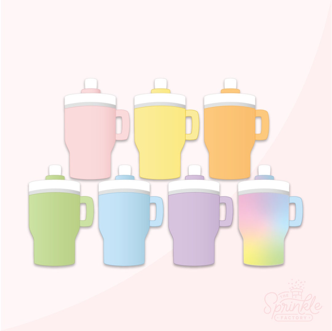 Water Mug Pastel Rainbow .PNG Graphic Set - Etsy