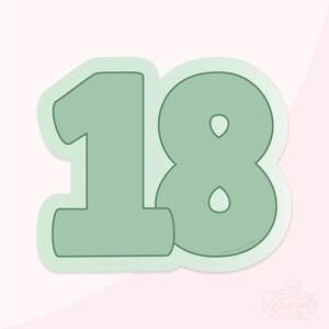 Number 18 Birthday STL Cookie Cutter AND .SVG Eddie Outlines ...