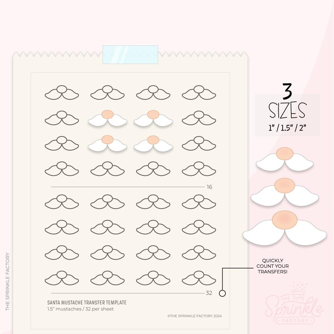 Santa Mustache Icing Transfer Sheet Printable .PDF - Etsy