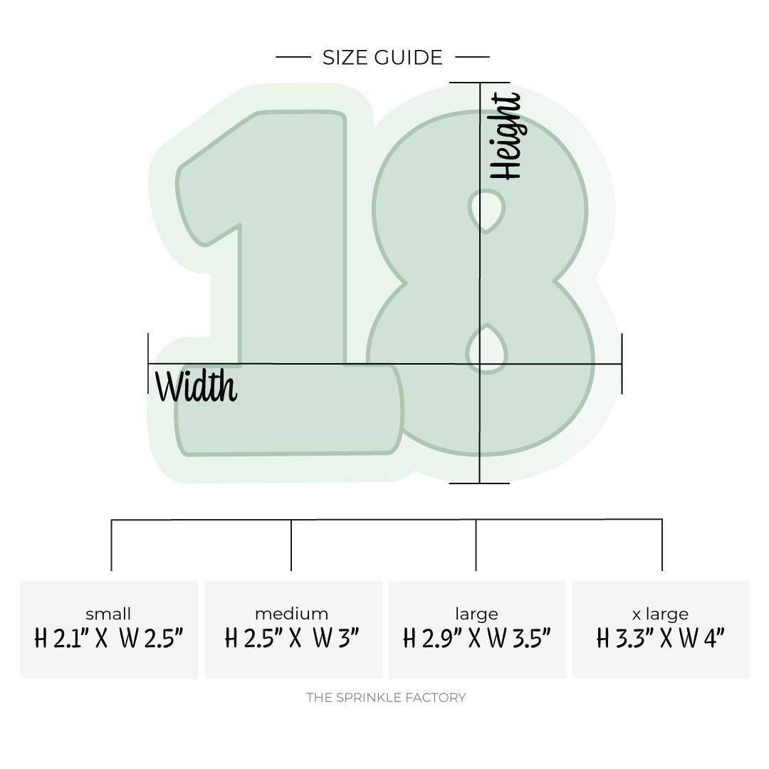 Number 18 Birthday STL Cookie Cutter AND .SVG Eddie Outlines ...
