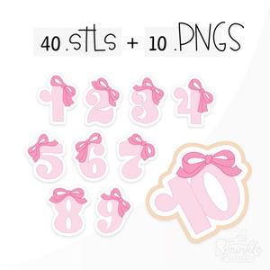 Number 1-10 Coquette Cookie Cutter Collection 40 .STL Files + 10 PNG ...