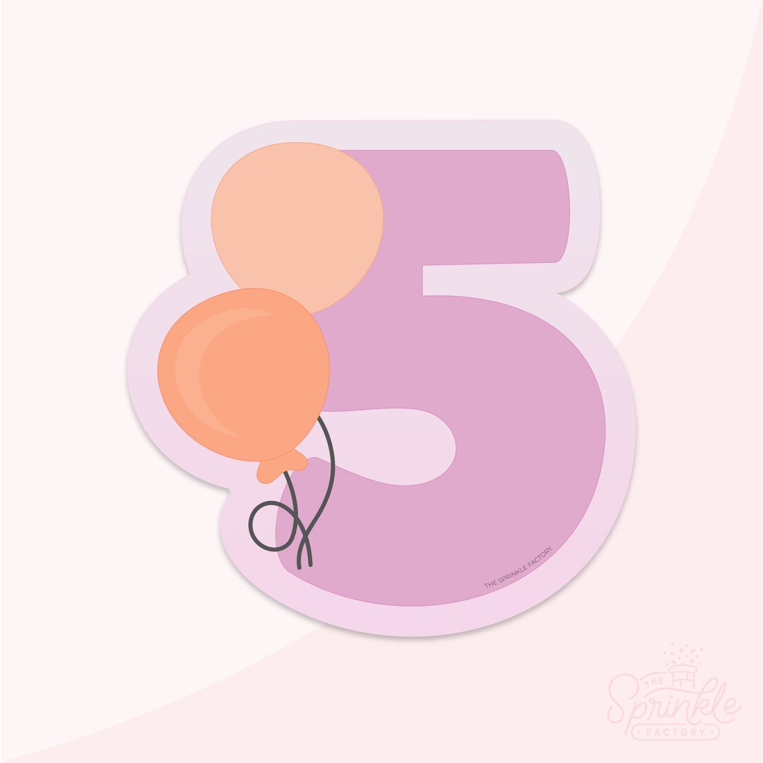 Number 5 Balloons STL Cookie Cutter AND Bonus Stencils, Eddie Outlines ...