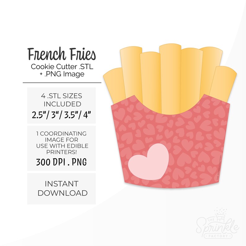 French Fries Cookie Cutter .STL Files Eddie Image 4 Sizes - Etsy