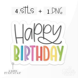 Happy Birthday Plaque Cookie Cutter Set .STL Files + . PNG Eddie Images ...