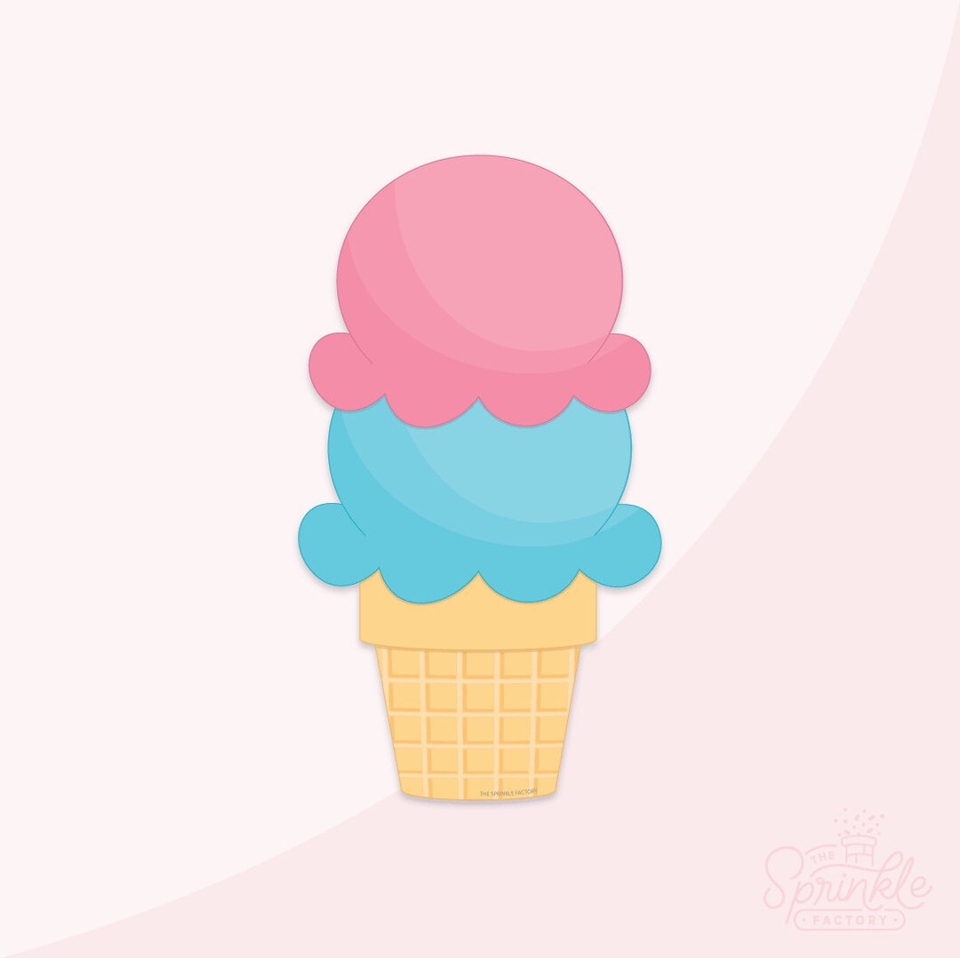 Classic Ice Cream Cone Double Scoop Cookie Cutter .STL Files + . PNG ...