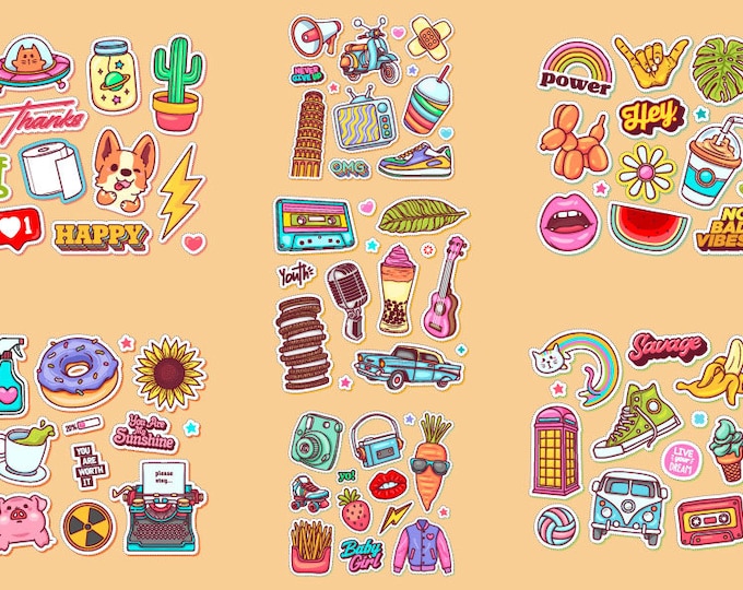 Meme Stickers Design Bundle | Funny Stickers Vector Art for Laptop ...
