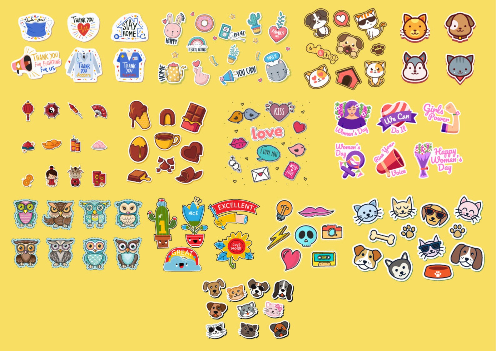 100 Cute Design Sticker Bundle All Files Ai EPS PDF SVG - Etsy