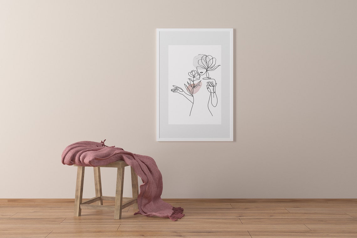 Feminist Minimalist Line Art Watercolor Drawing / 8x10 Frame | Etsy