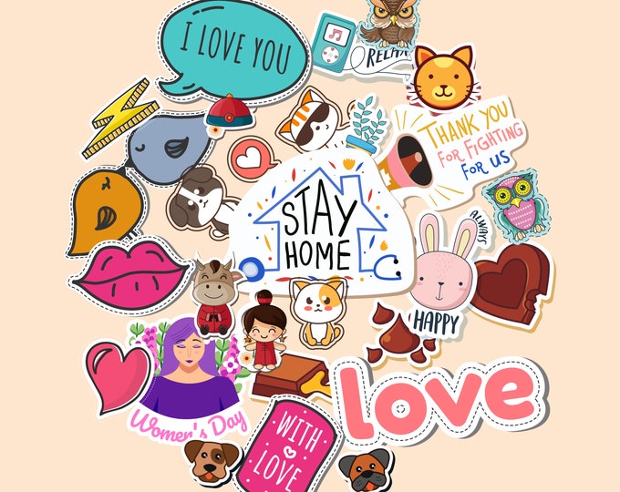 100 Cute Design Sticker Bundle All Files Ai EPS PDF SVG - Etsy