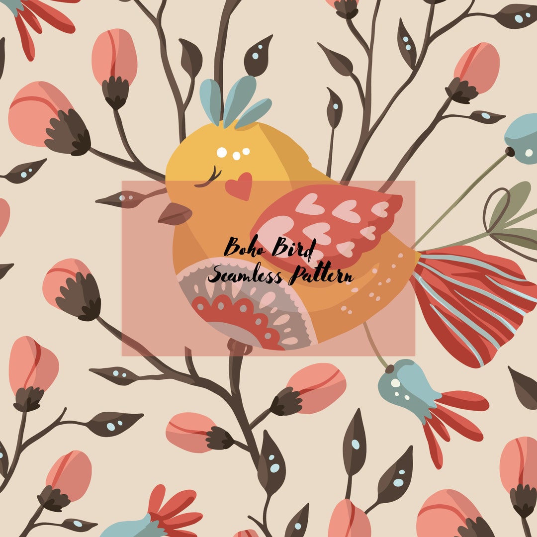 Seamless Boho Birds Digital Patterns - Etsy