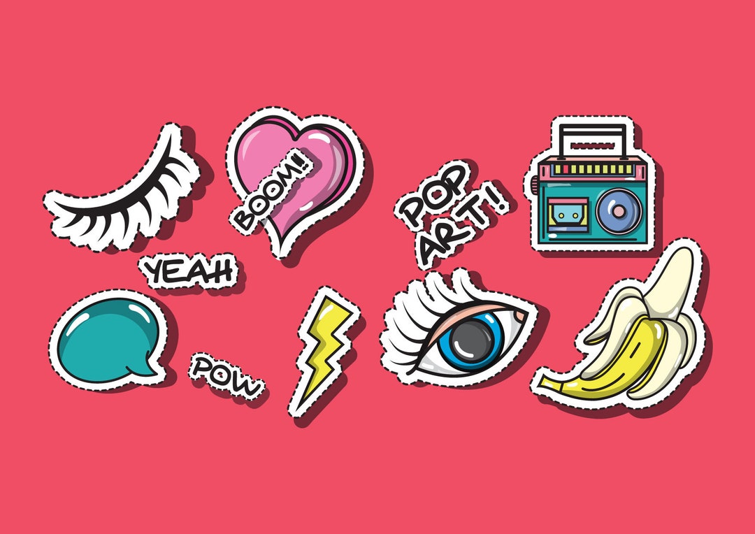 90s Pop Art Edition Sticker Packs Design EPS PNG SVG for Cricut - Etsy