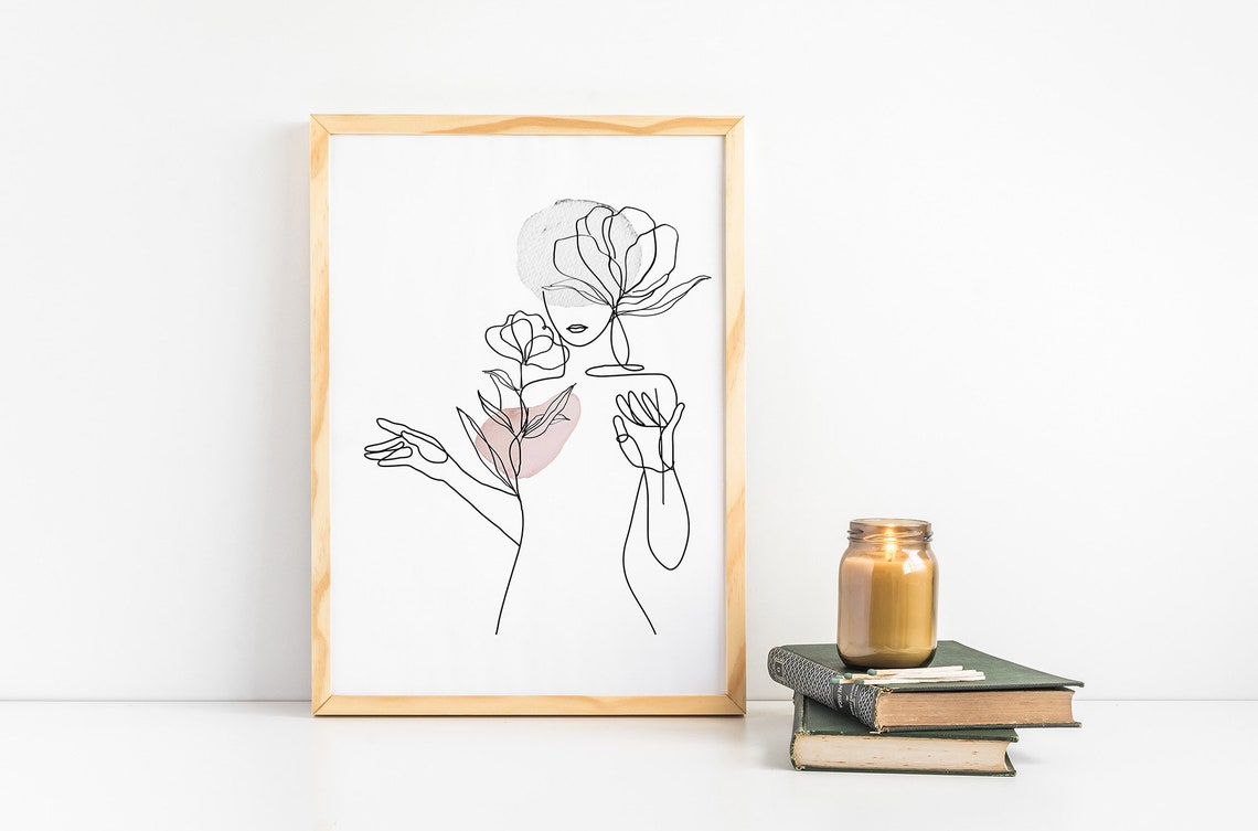 Feminist Minimalist Line Art Watercolor Drawing / 8x10 Frame - Etsy
