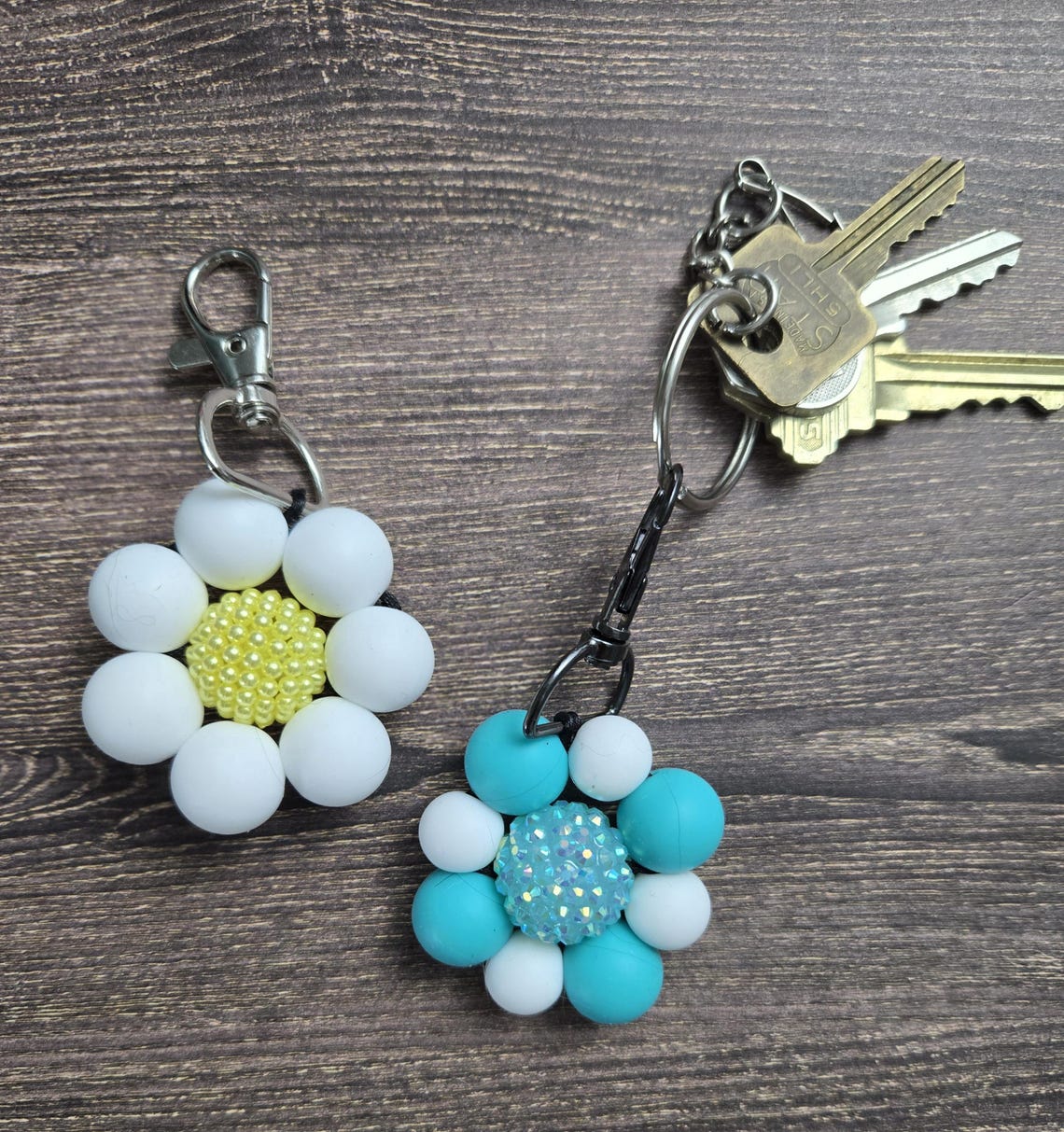 Beaded Flower Keychain - Etsy