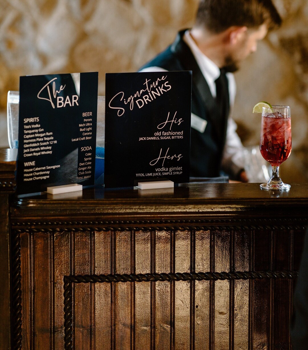 Custom Acrylic Wedding Bar Sign With Acrylic Stand Signature Drink Sign ...