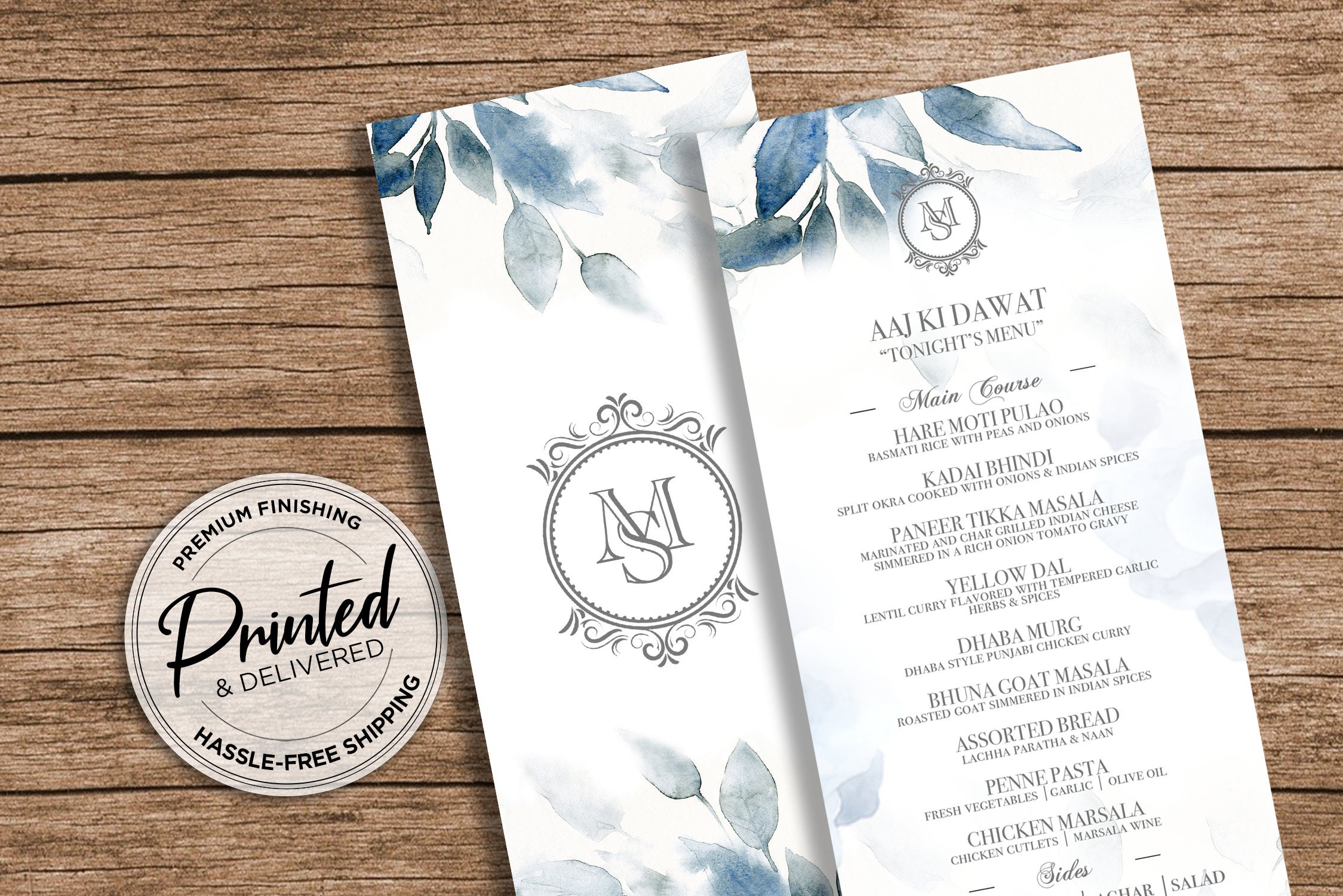 Wedding/Reception Lunch and Dinner Menus Indian Wedding Menu | Etsy