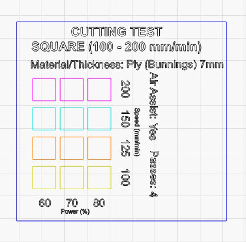Laser Cut Test File, Lightburn, SVG Template, Square Cut 100mm/min to ... Laser Cut Test File, Lightburn, SVG Template, Square Cut 100mm/min to ...