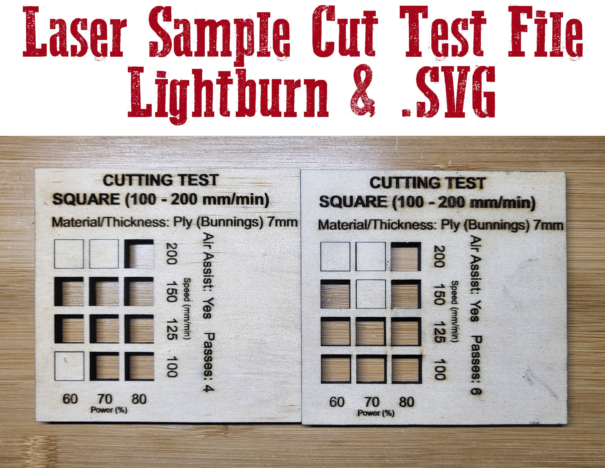 Laser Cut Test File, Lightburn, SVG Template, Square Cut 100mm/min to ... Laser Cut Test File, Lightburn, SVG Template, Square Cut 100mm/min to ...