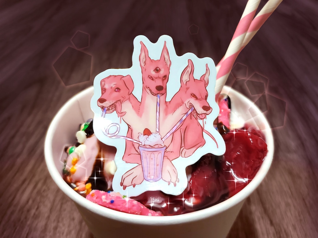 Strawberry Cerberus Sticker - Etsy