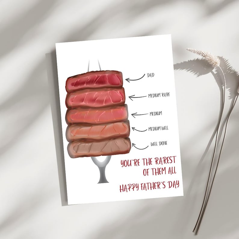 Funny Father's Day Card: Rare Dad Steak BBQ Humor (digital Download) - Etsy