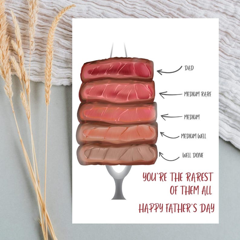 Funny Father's Day Card: Rare Dad Steak BBQ Humor (digital Download) - Etsy