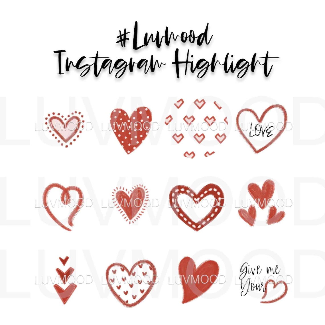 Heart Instagram Story Highlights Covers Red Heart Instagram - Etsy