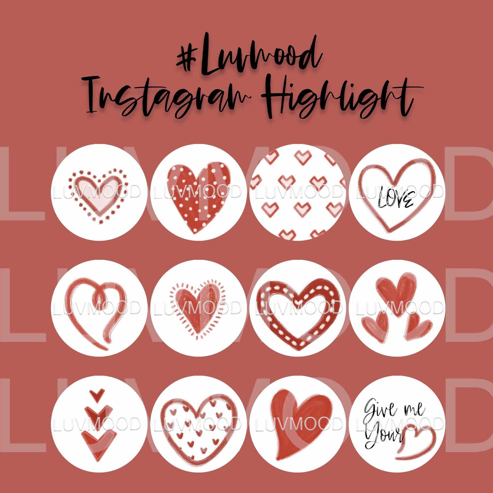 Heart Instagram Story Highlights Covers Red Heart Instagram - Etsy