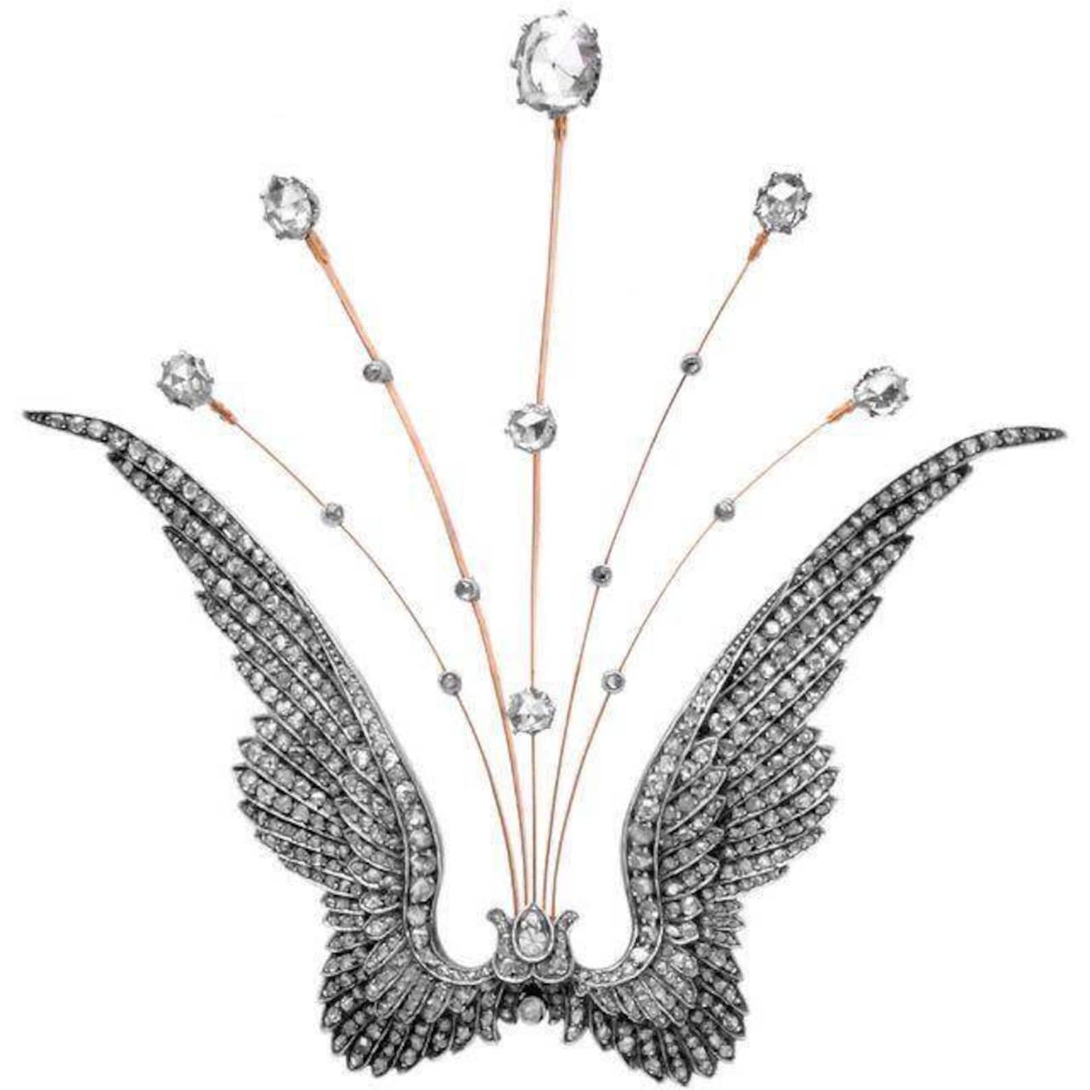 Wing Brooch With Rose Cut Diamonds 925 Sterling Silver. birthday ...