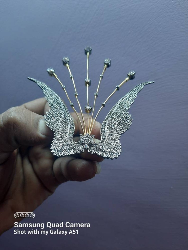Wing Brooch With Rose Cut Diamonds 925 Sterling Silver. birthday ...