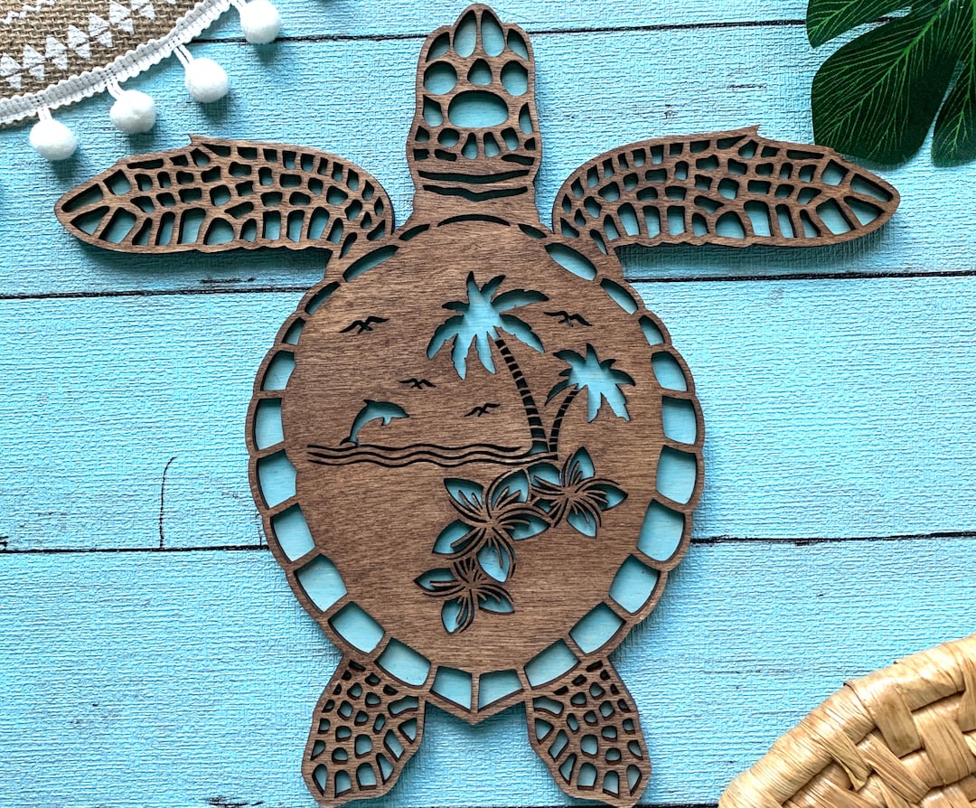 Layered Wood Sea Turtle Wall Art: Tropical Beach Decor - Etsy