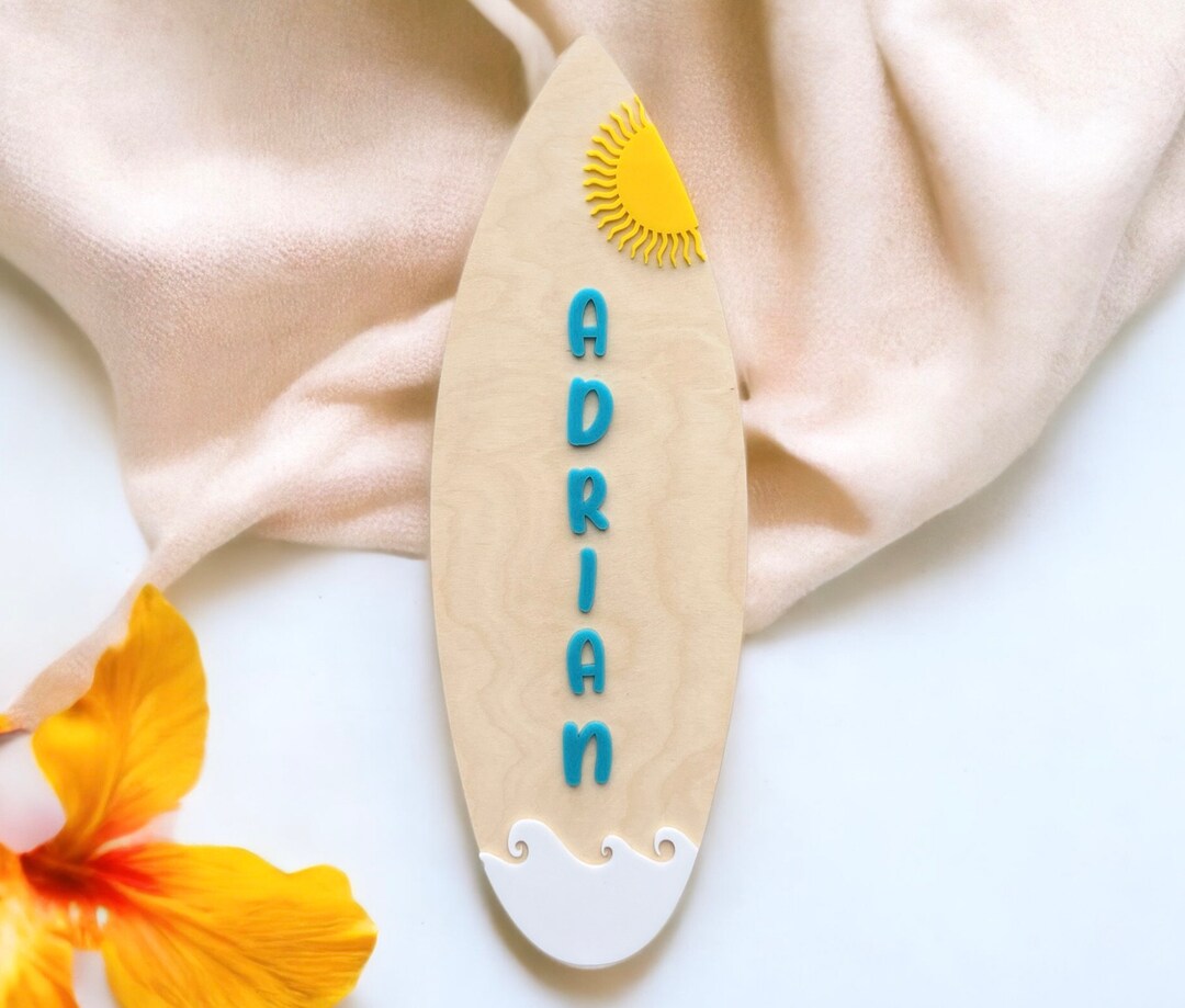 Personalized Surfboard Sign, Custom Name Plaque, Beach Decor, Surfer ...