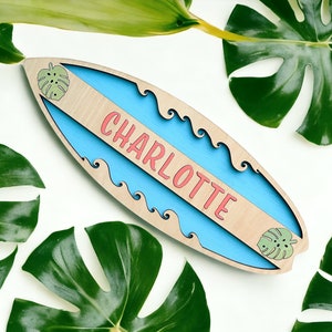 Personalized Surfboard Sign, Custom Name Plaque, Beach Decor, Surfer ...