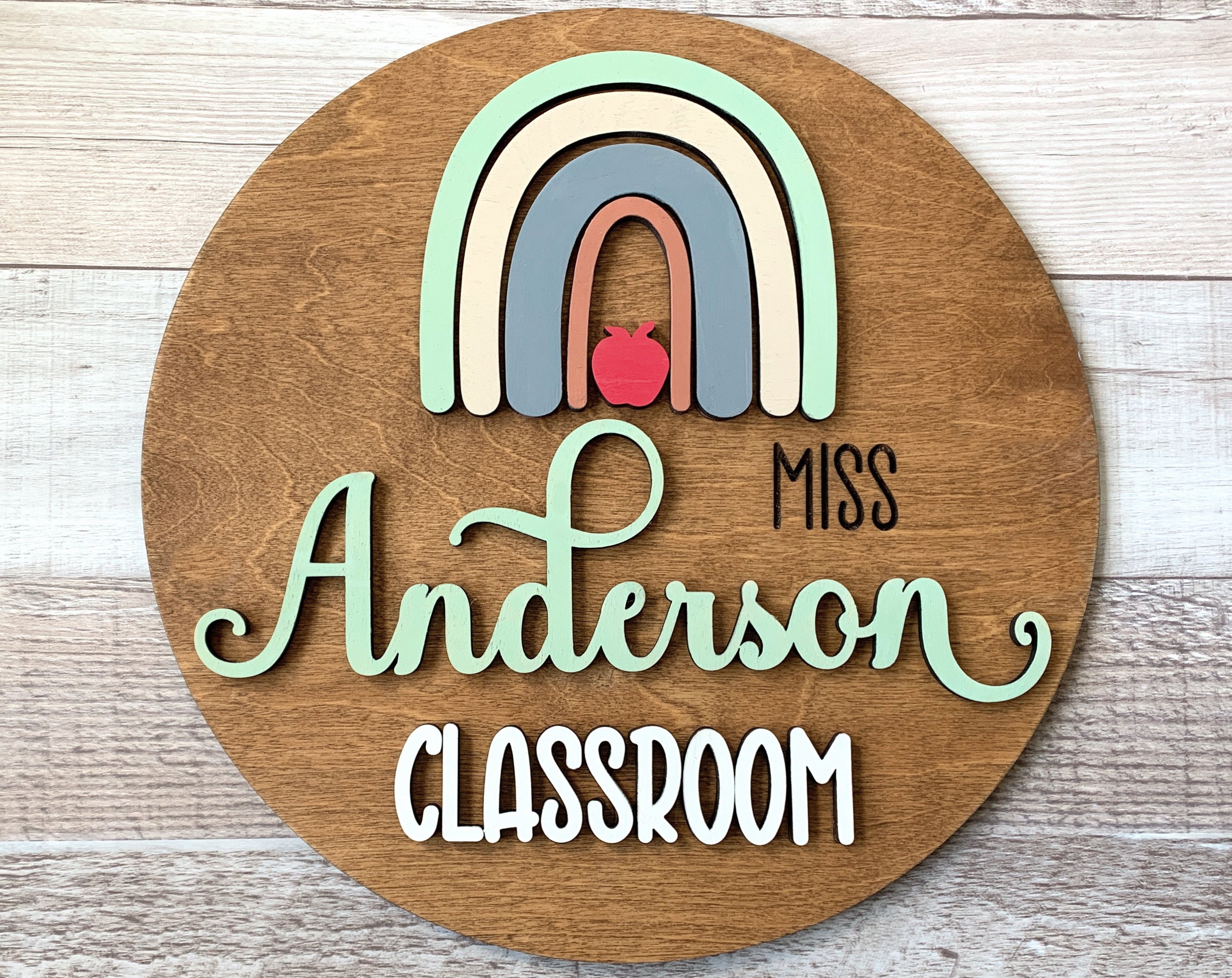 Rainbow Teacher 3D Name Sign/gift for Teacher/wood - Etsy