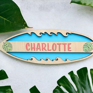 Personalized Surfboard Sign, Custom Name Plaque, Beach Decor, Surfer ...