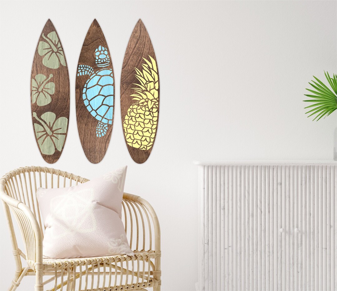 Hawaiian Surfboard Wall Art: Tropical Beach Decor - Etsy