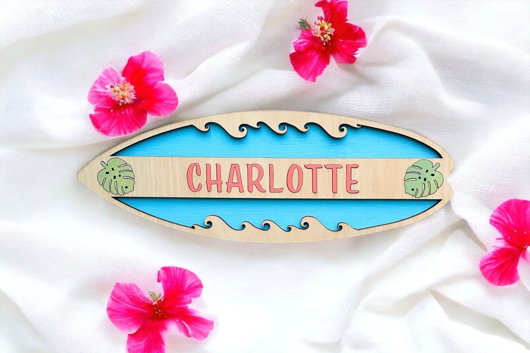 Personalized Surfboard Sign, Custom Name Plaque, Beach Decor, Surfer ...