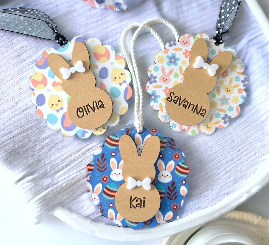 Personalized Easter Bunny Basket Tags, Custom Easter Decor, Easter ...