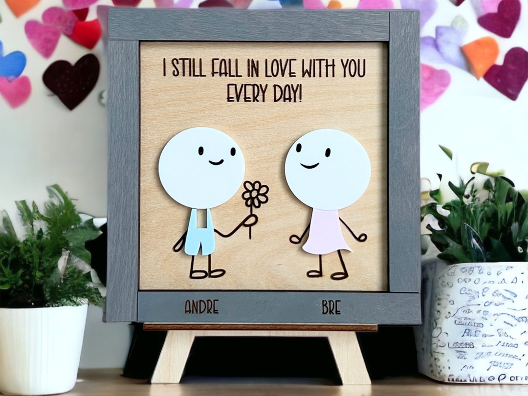 Couples Sign Cute Characters Adorable Handcrafted Stickman Love Decor ...