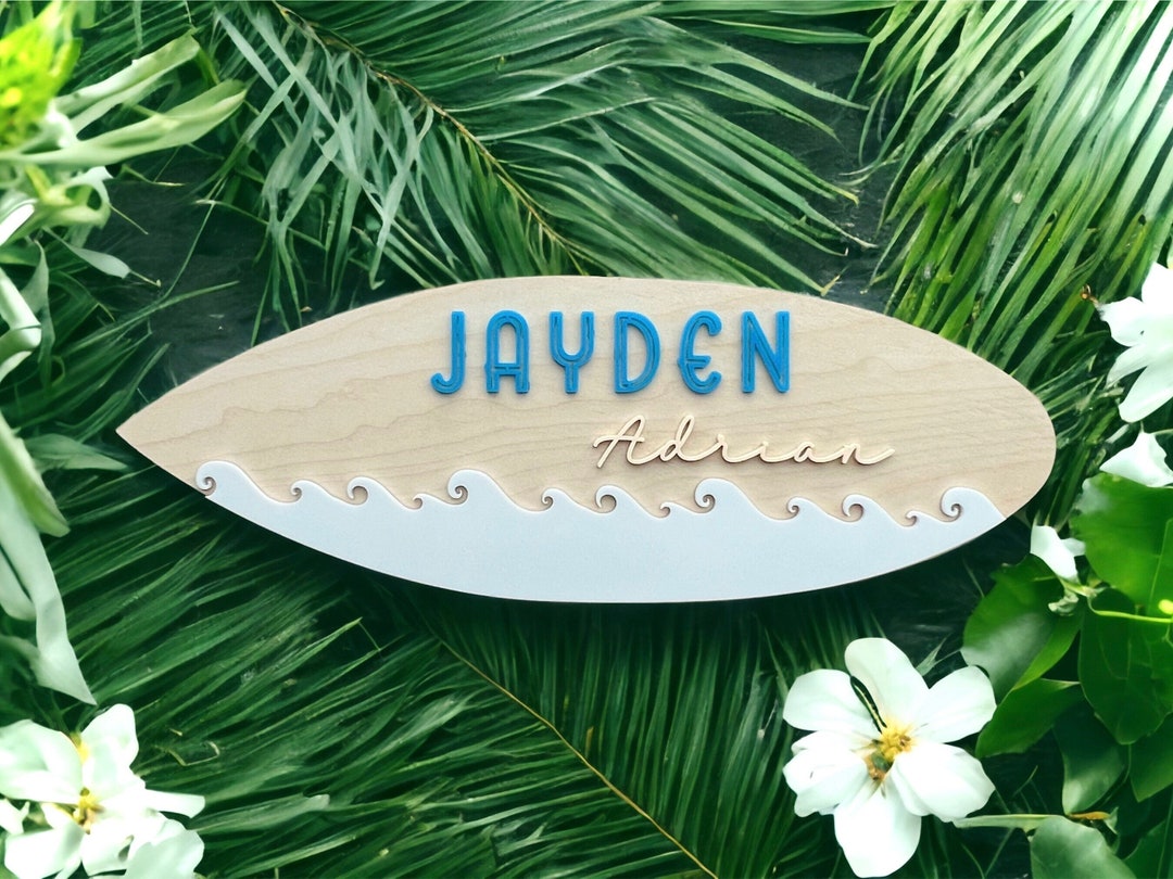 Personalized Surfboard Name Sign: Beach Nursery Decor - Etsy