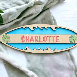 Personalized Surfboard Sign, Custom Name Plaque, Beach Decor, Surfer ...