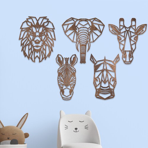 Safari Wall Decor Geometric Animals Wall Art Nursery Wall - Etsy