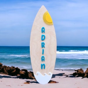 Personalized Surfboard Sign, Custom Name Plaque, Beach Decor, Surfer ...