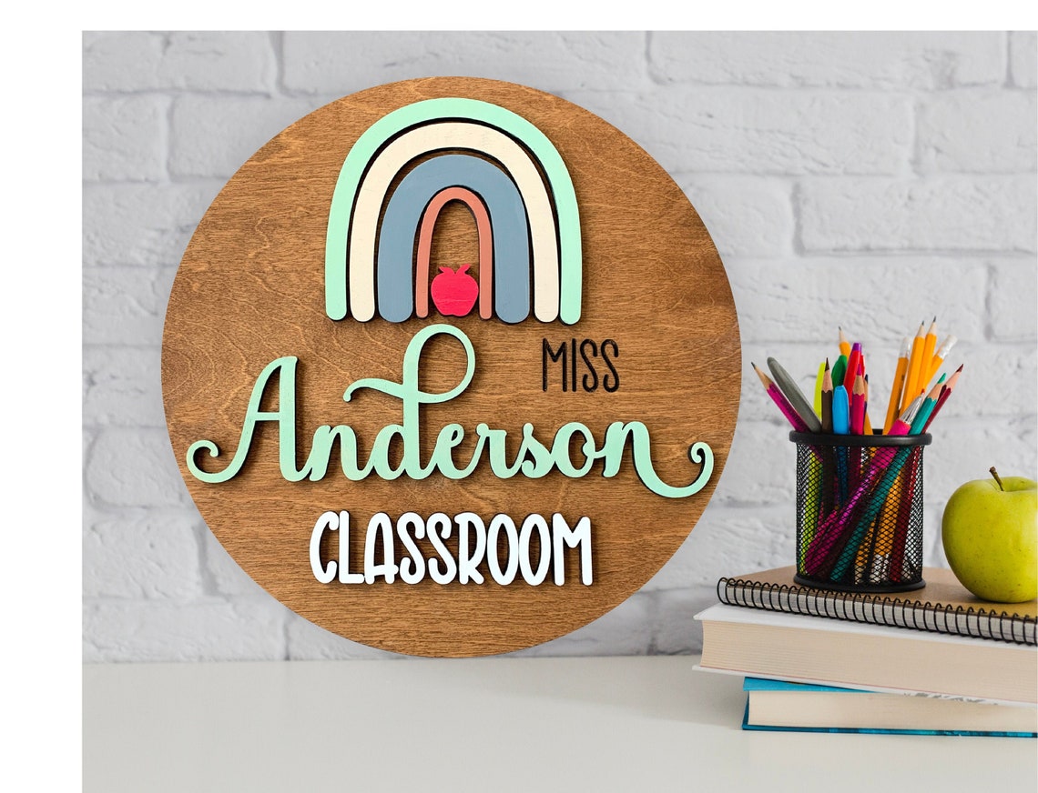 Rainbow Teacher 3D Name Sign/gift for Teacher/wood - Etsy